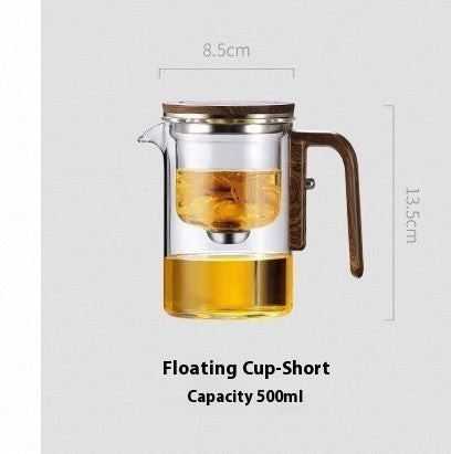 One Click Magnetic Teapot Separation Filtration Glass Tea Pot Wood Han ...